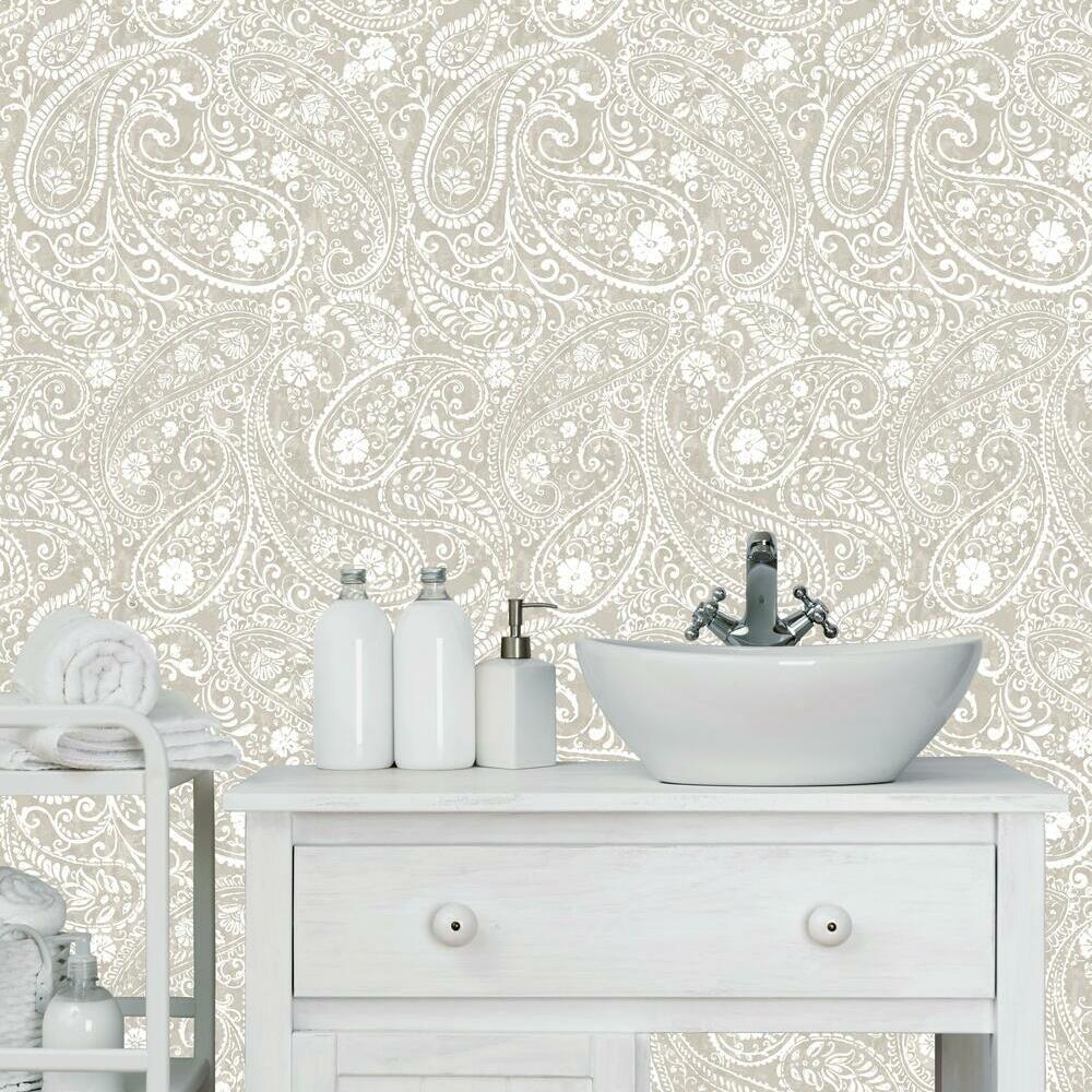 Grey Paisley Wallpaper